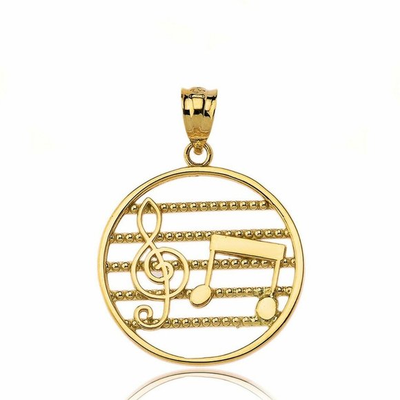 Element Shine | Jewelry | 4k Solid Gold Music Note Pendant Treble Clef ...